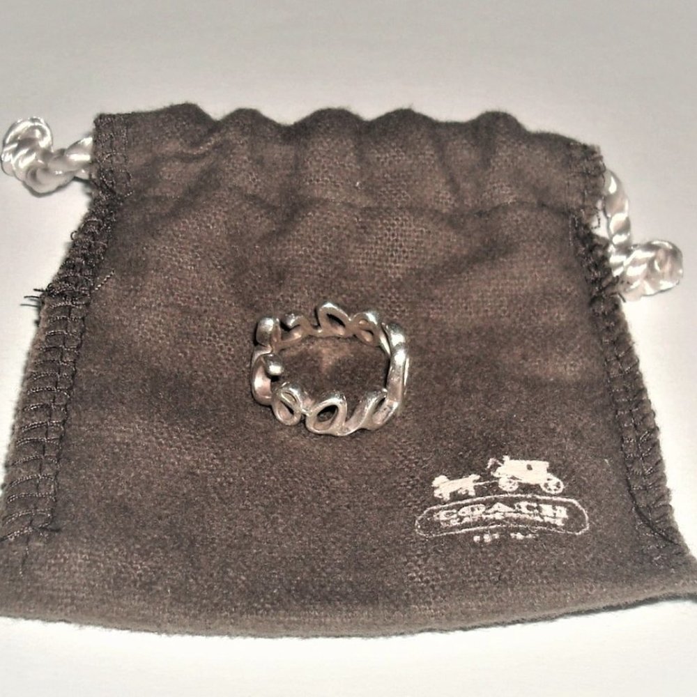 Coach Logo Script Cursive 925 Sterling Silver Ring Si… - Gem